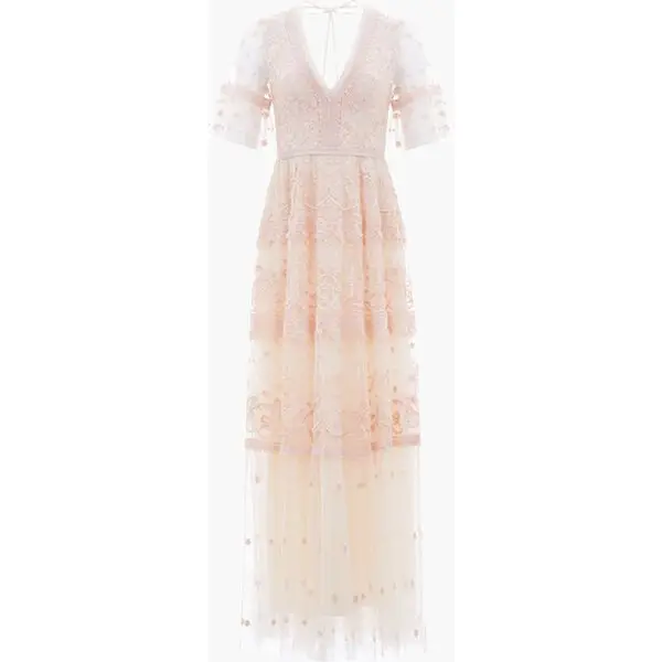 NEEDLE & THREAD Midsummer Lace Gown - Champagne/ballet Slipper