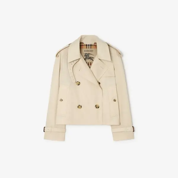 Burberry Cropped Tropical Gabardine Mayfair Trench Jacket - Beige Beige