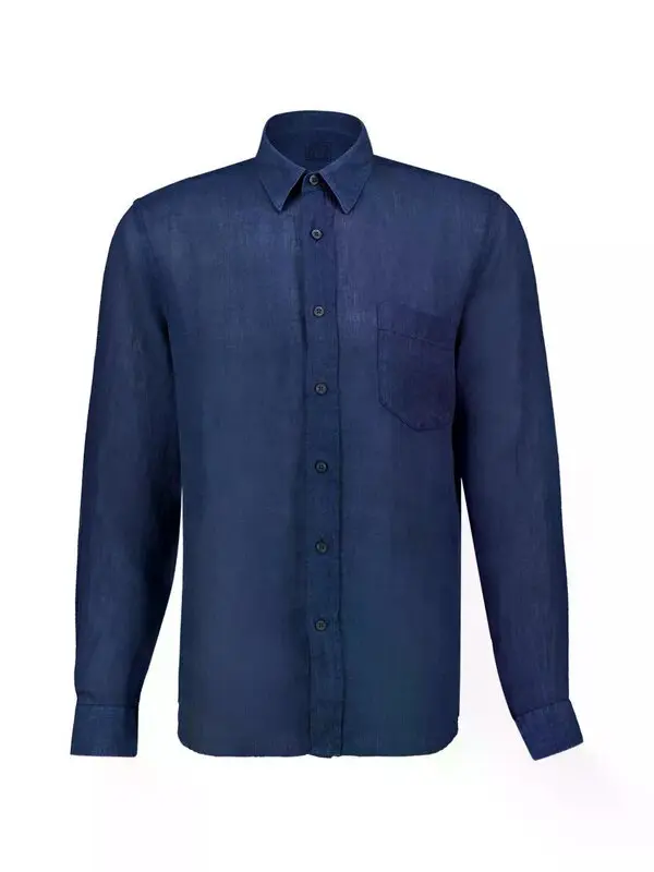 120% Lino Pocket Long-sleeve Shirt - Blue