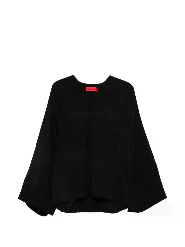 THELATEST Wide Sleeve V-neck Blouse - Black