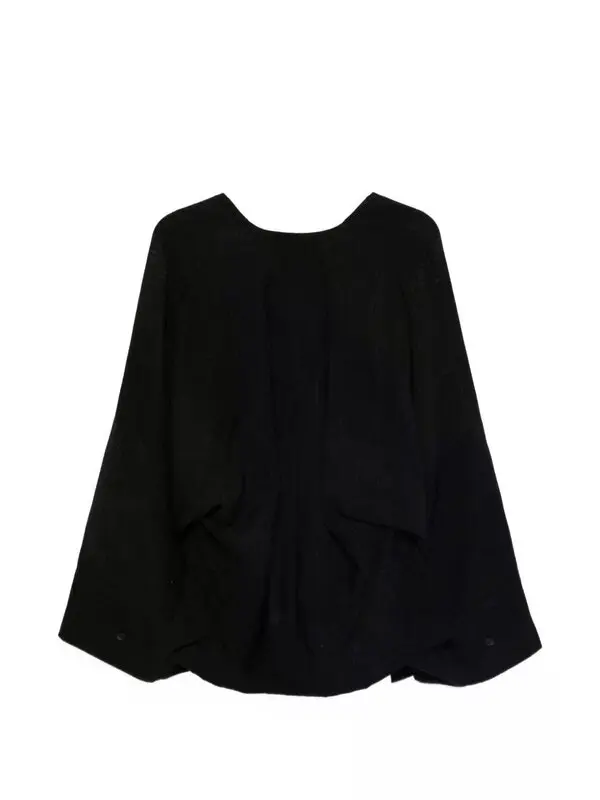 THELATEST Wide Sleeve V-neck Blouse - Black