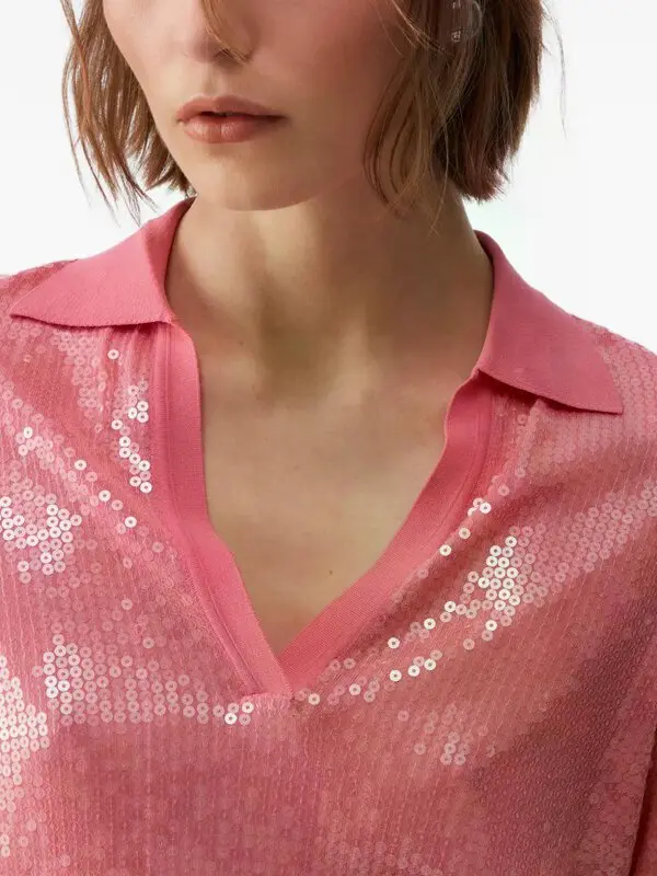 Liu Jo Sequin V-neck Sweater - Pink