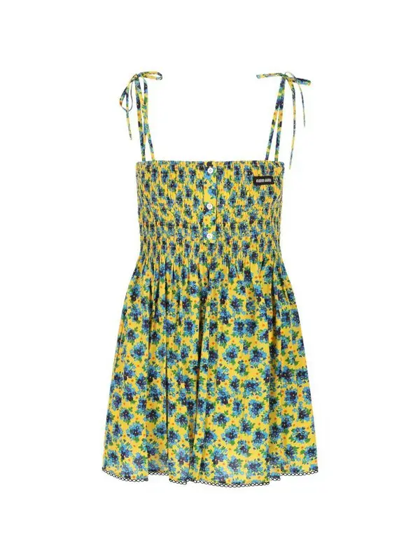 Miu Miu Floral Print Crêpe De Chine Mini Dress