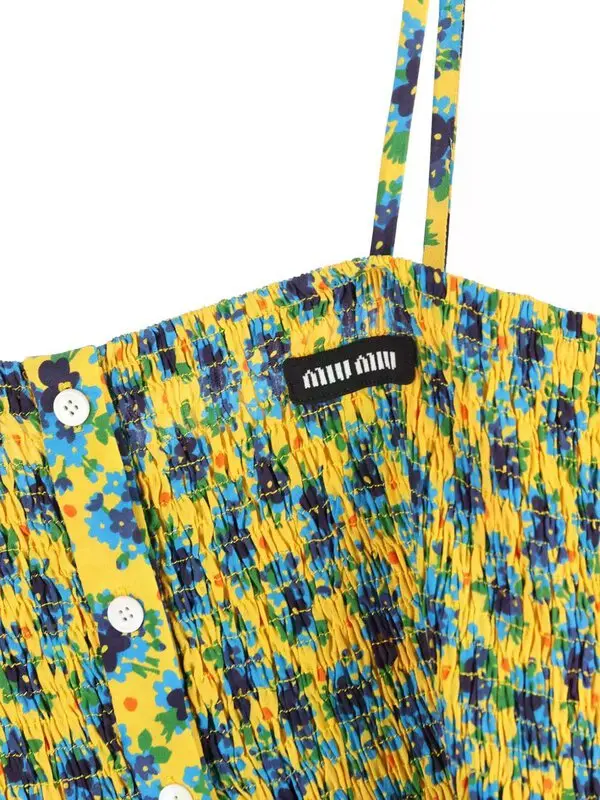 Miu Miu Floral Print Crêpe De Chine Mini Dress