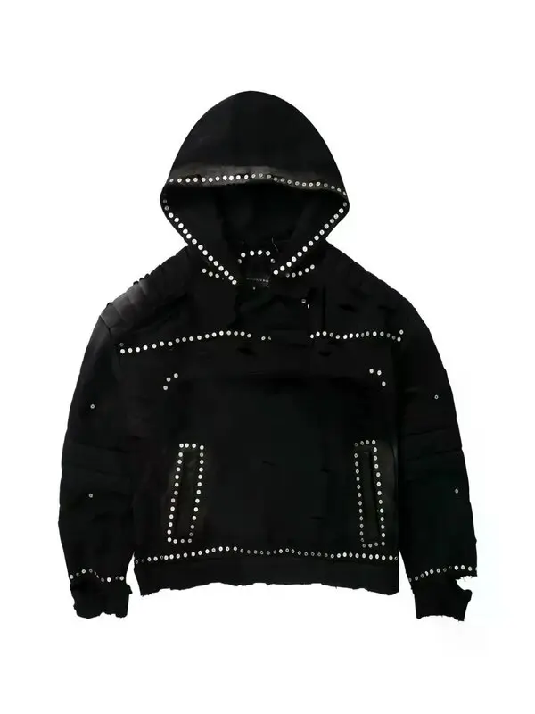 WHO DECIDES WAR Studded Hoodie - Black