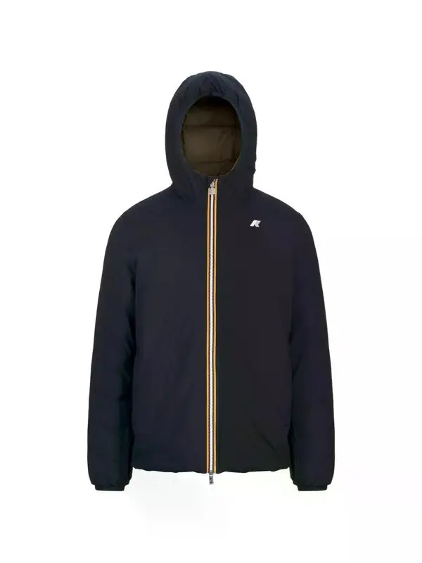 K-WAY Rubberised Logo Hooded Jacket - Blue