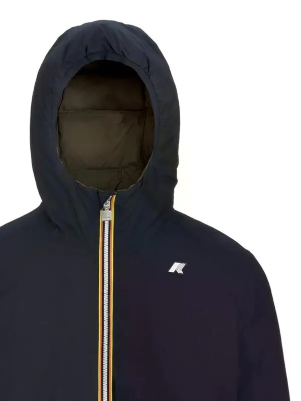 K-WAY Rubberised Logo Hooded Jacket - Blue