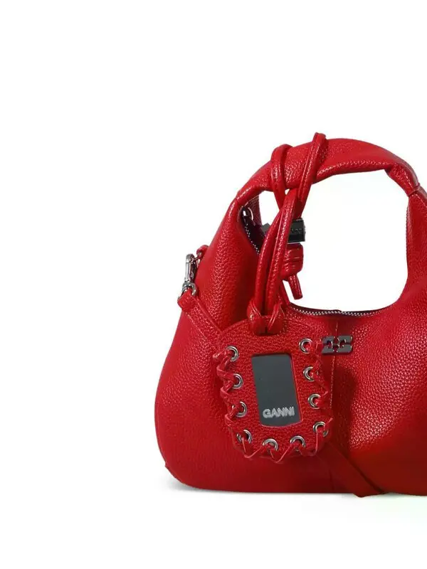 GANNI Mini Hobo Bag With Lace Detail - Red