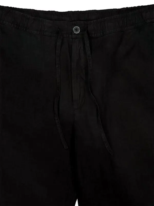 120% Lino Drawstring Trousers - Black