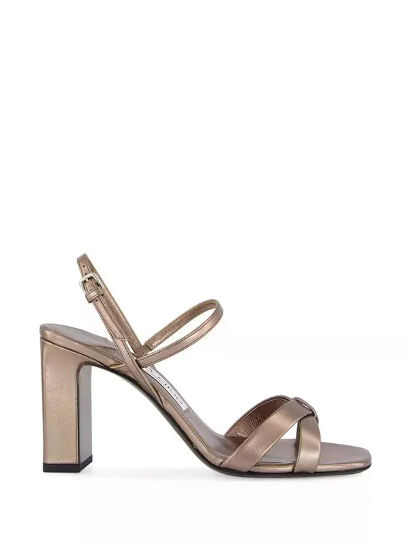 JIMMY CHOO Elsy 85 Metallic-finish Sandals - Brown