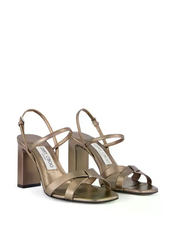 JIMMY CHOO Elsy 85 Metallic-finish Sandals - Brown