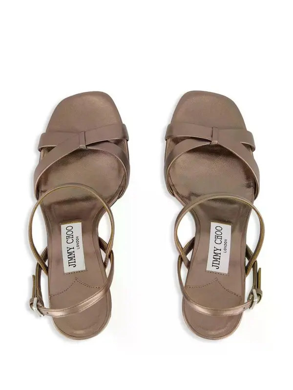 JIMMY CHOO Elsy 85 Metallic-finish Sandals - Brown