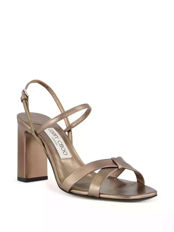 JIMMY CHOO Elsy 85 Metallic-finish Sandals - Brown