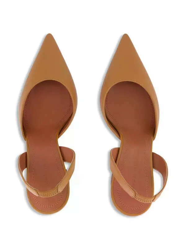 Amina Muaddi Holli Leather Slingback Pumps
