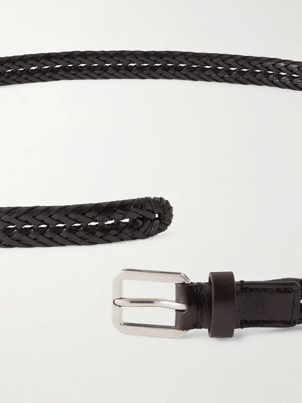 TOM FORD 2cm Woven Leather Belt - Black