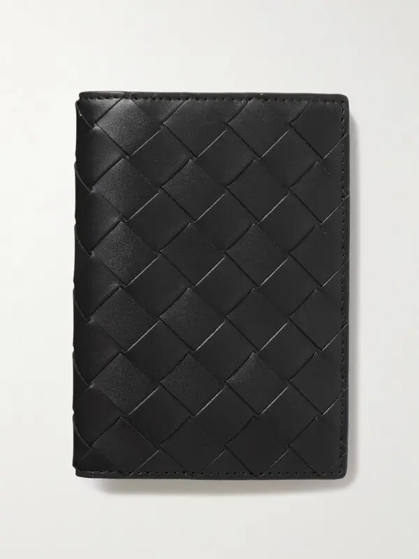 Bottega Veneta Intrecciato Leather Passport Case - Black