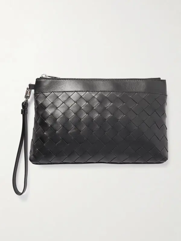 Bottega Veneta Intrecciato Leather Pouch - Black