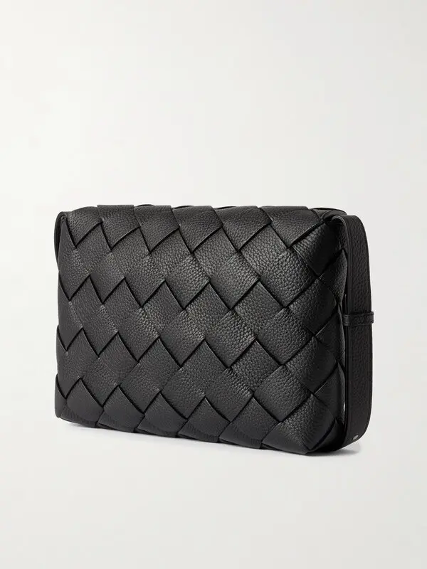Bottega Veneta Large Diago Intrecciato Full-grain Leather Messenger Bag - Black