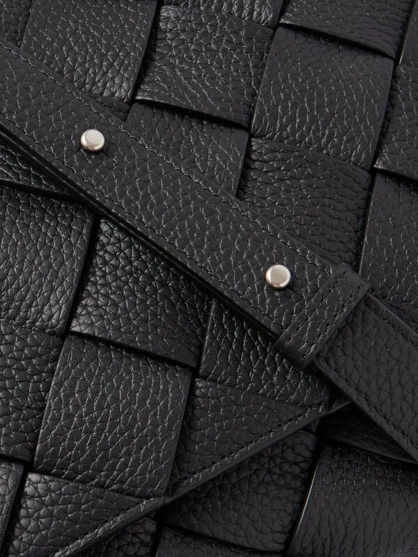 Bottega Veneta Large Diago Intrecciato Full-grain Leather Messenger Bag - Black
