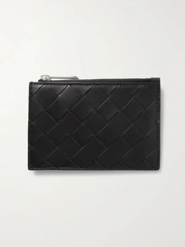 Bottega Veneta Intrecciato Leather Zipped Cardholder - Black