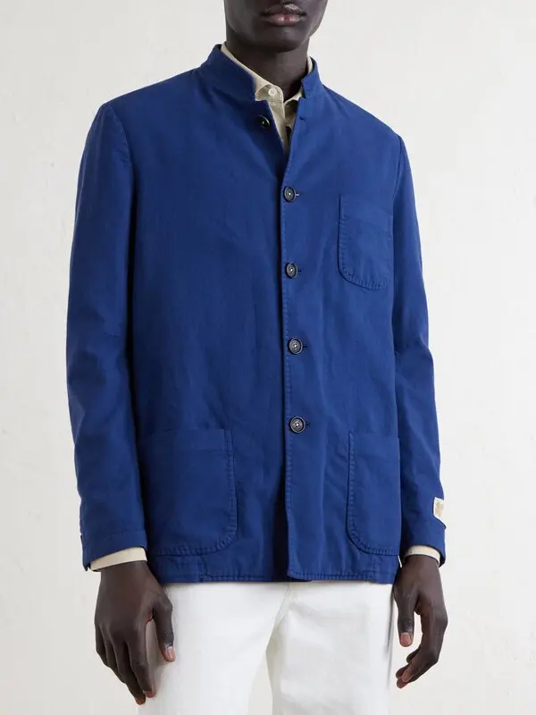 Massimo Alba Bali Nehru-collar Cotton-gauze Jacket - Blue