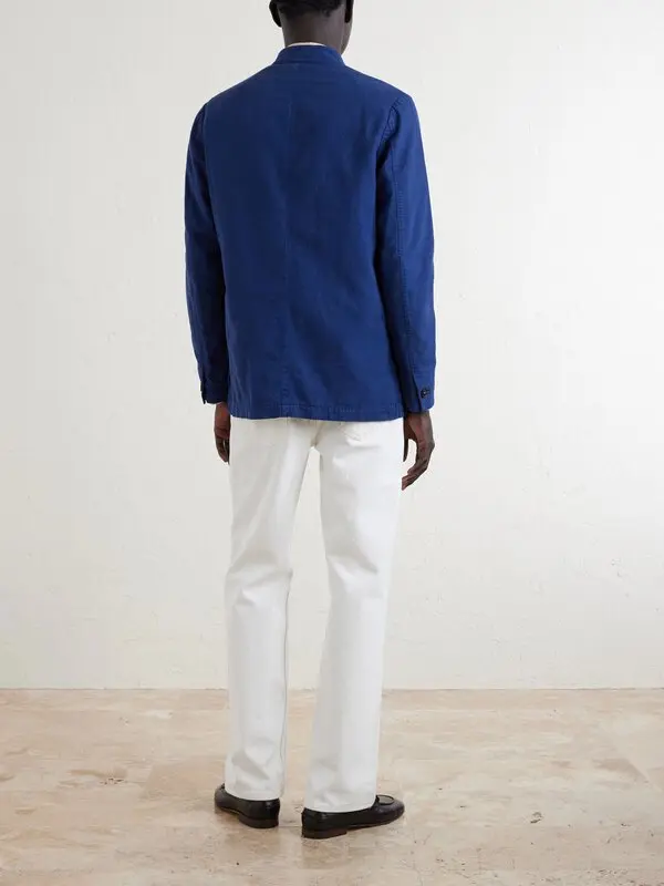 Massimo Alba Bali Nehru-collar Cotton-gauze Jacket - Blue