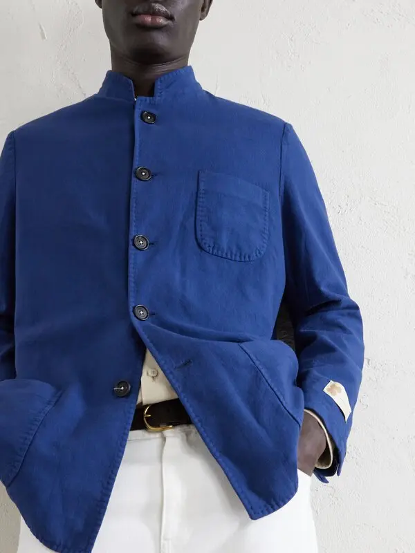 Massimo Alba Bali Nehru-collar Cotton-gauze Jacket - Blue