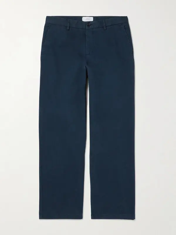 Mr P. Straight-leg Organic Cotton-blend Chinos - Blue