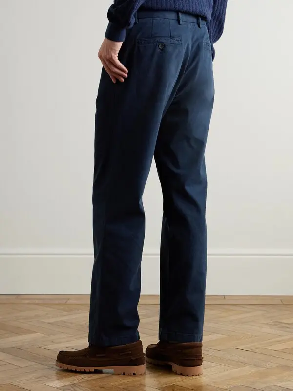 Mr P. Straight-leg Organic Cotton-blend Chinos - Blue
