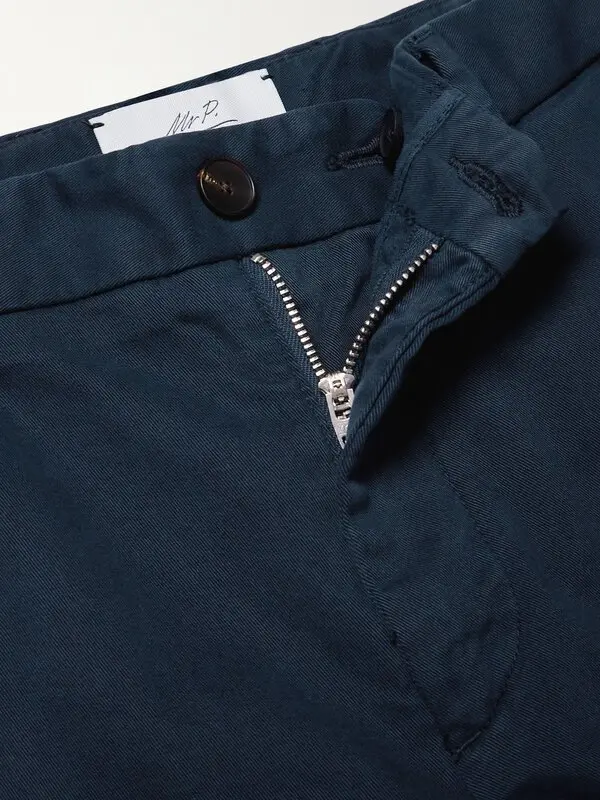 Mr P. Straight-leg Organic Cotton-blend Chinos - Blue