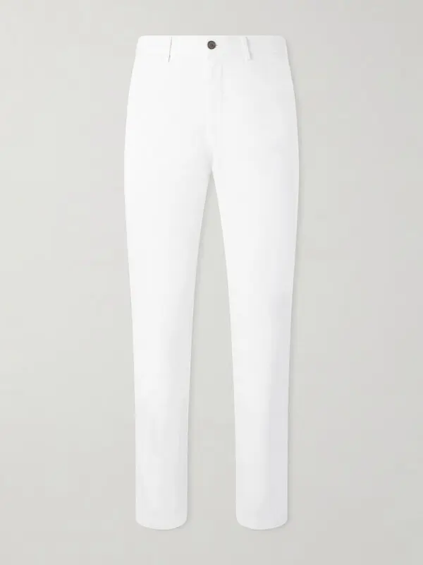 Mr P. Samuel Straight-leg Organic Cotton-blend Twill Chinos - White
