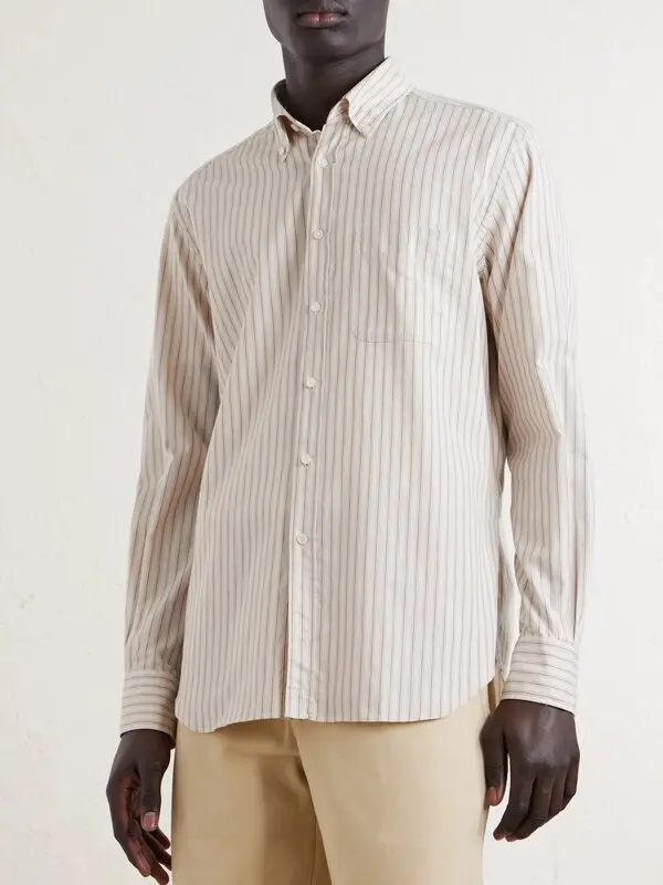 SLOWEAR Glanshirt Button-down Collar Striped Organic Cotton Oxford Shirt