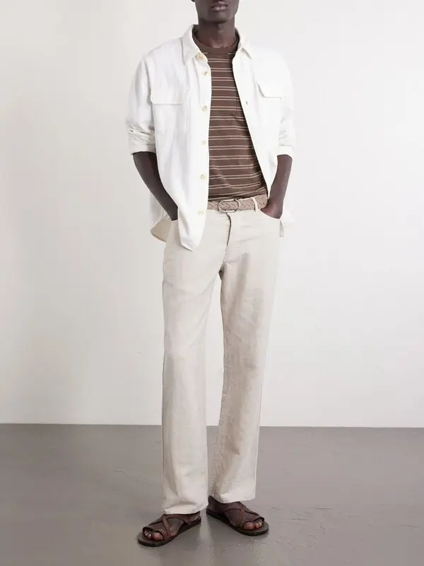 Mr P. Edward Straight-leg Linen And Cotton-blend Trousers - Neutrals