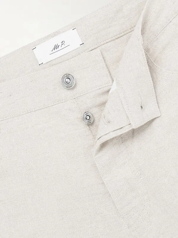 Mr P. Edward Straight-leg Linen And Cotton-blend Trousers - Neutrals