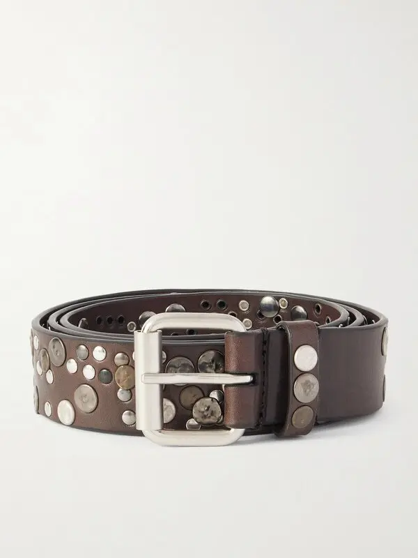 Dries Van Noten 4cm Studded Leather Belt - Brown