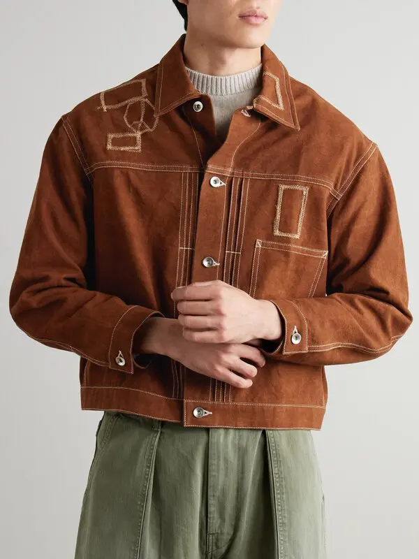STORY MFG. Embroidered Cotton-canvas Jacket - Brown