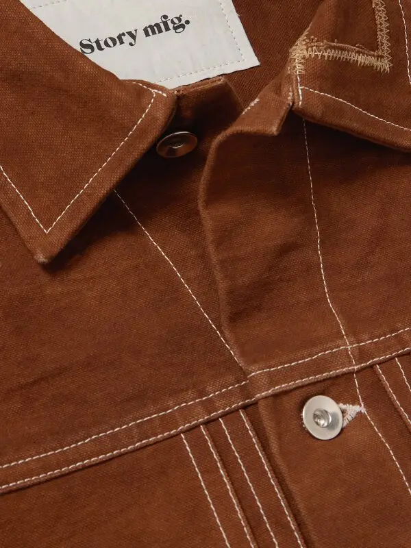 STORY MFG. Embroidered Cotton-canvas Jacket - Brown