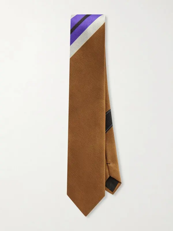 Dries Van Noten 7.5cm Striped Silk-twill Neck Tie - Orange