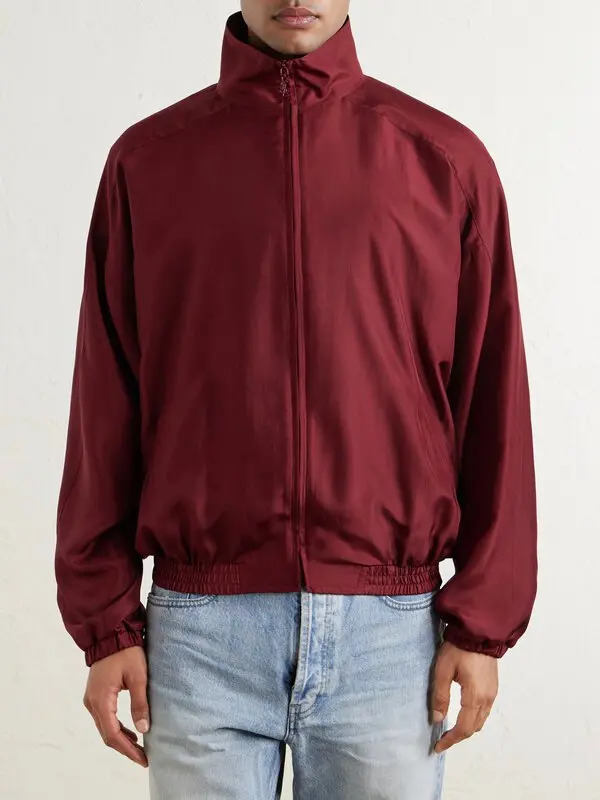 Saint Laurent Silk-habotai Blouson Jacket - Red