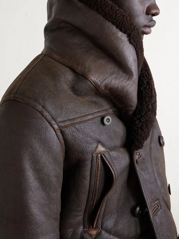 Ralph Lauren Slim-fit Double-breasted Shearling Coat
