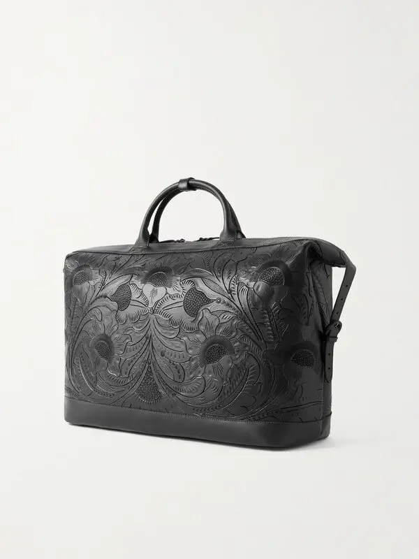 Ralph Lauren Engraved Leather Weekend Bag