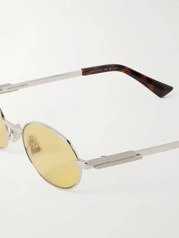 Bottega Veneta Stretch Panthos Oval-frame Sunglasses - Silver