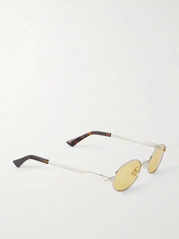 Bottega Veneta Stretch Panthos Oval-frame Sunglasses - Silver