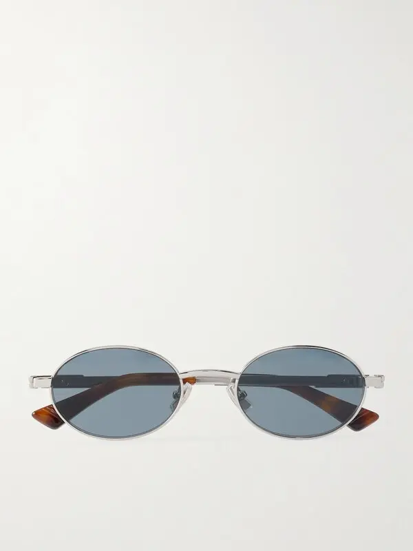 Bottega Veneta Stretch Panthos Oval-frame Sunglasses - Silver
