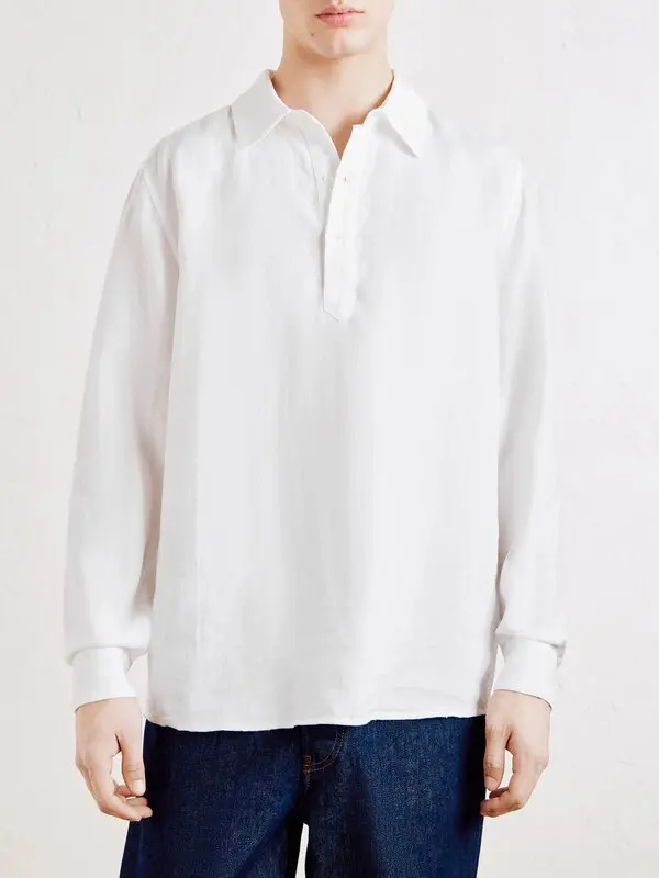 Mr P. Linen Henley Shirt - White