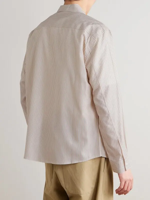 FRAME Relaxed Striped Lyocell Shirt - Neutrals