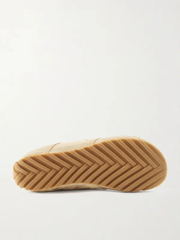 Bottega Veneta Orbit Leather And Suede Sneakers - Green