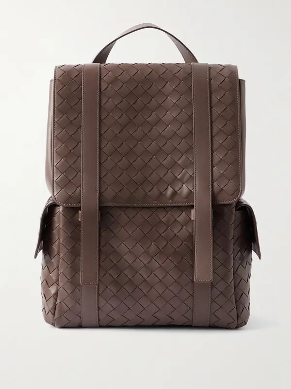 Bottega Veneta Intrecciato Leather Backpack - Brown