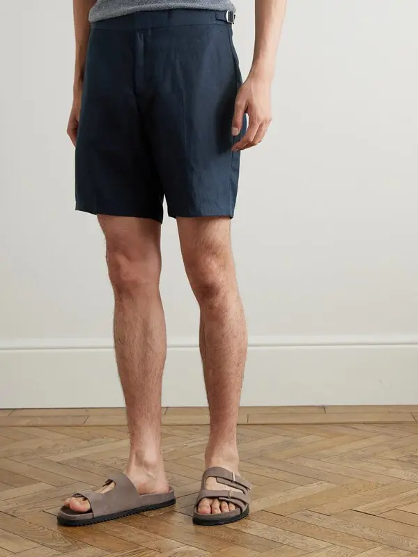 Orlebar Brown Norwich Straight-leg Linen Shorts - Blue