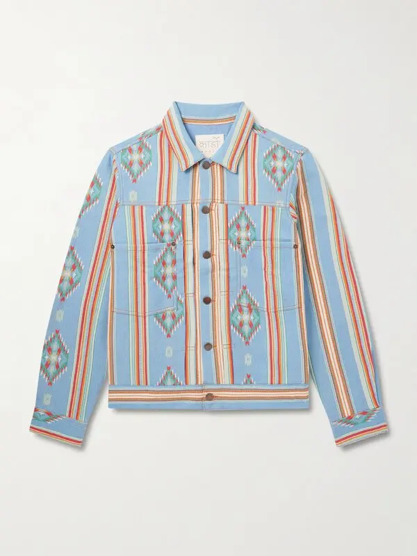 KARDO Marvin Cotton-jacquard Trucker Jacket - Blue